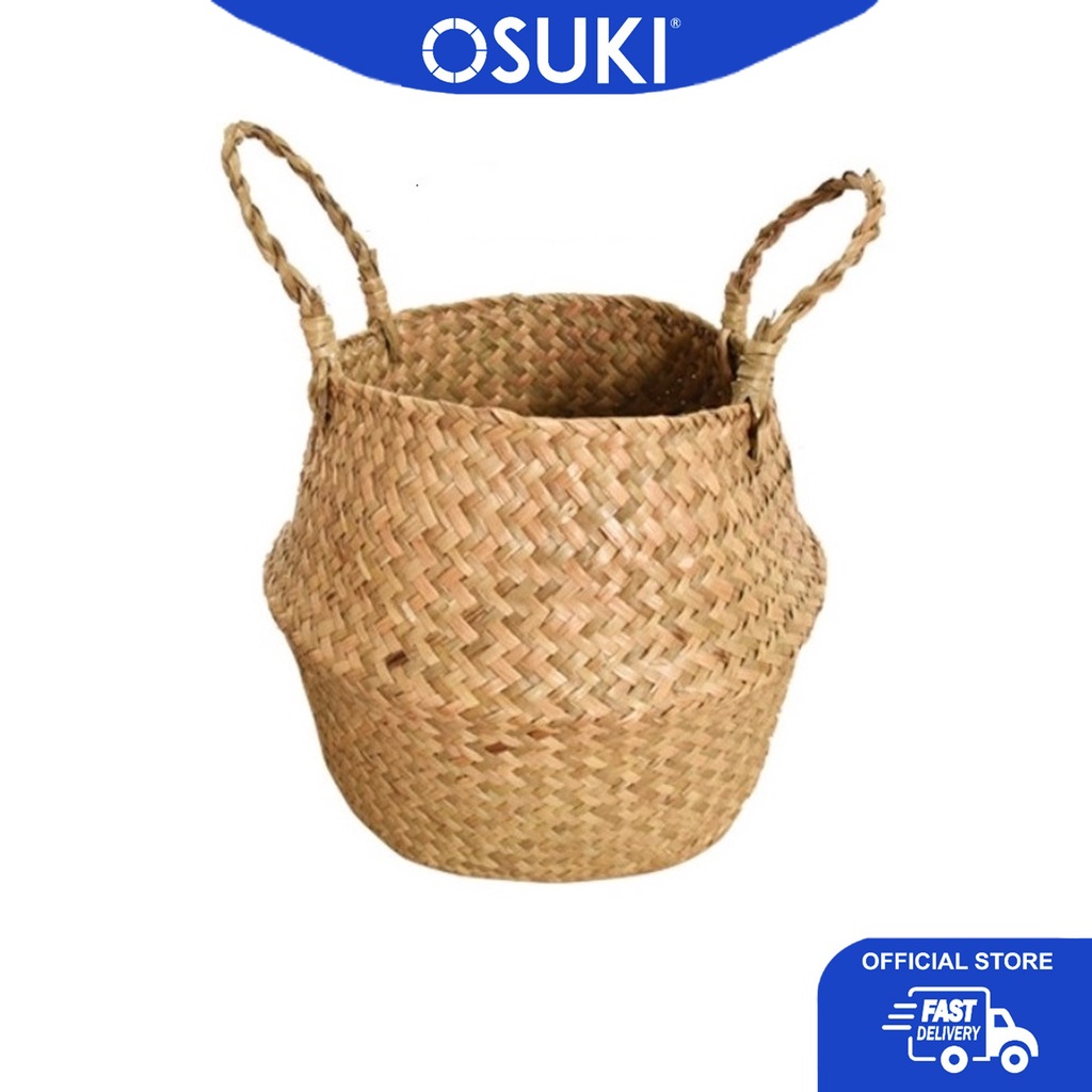 OSUKI Plant Flower Pot Basket Storage Rattan Woven (20 x 18cm) | Bakul ...