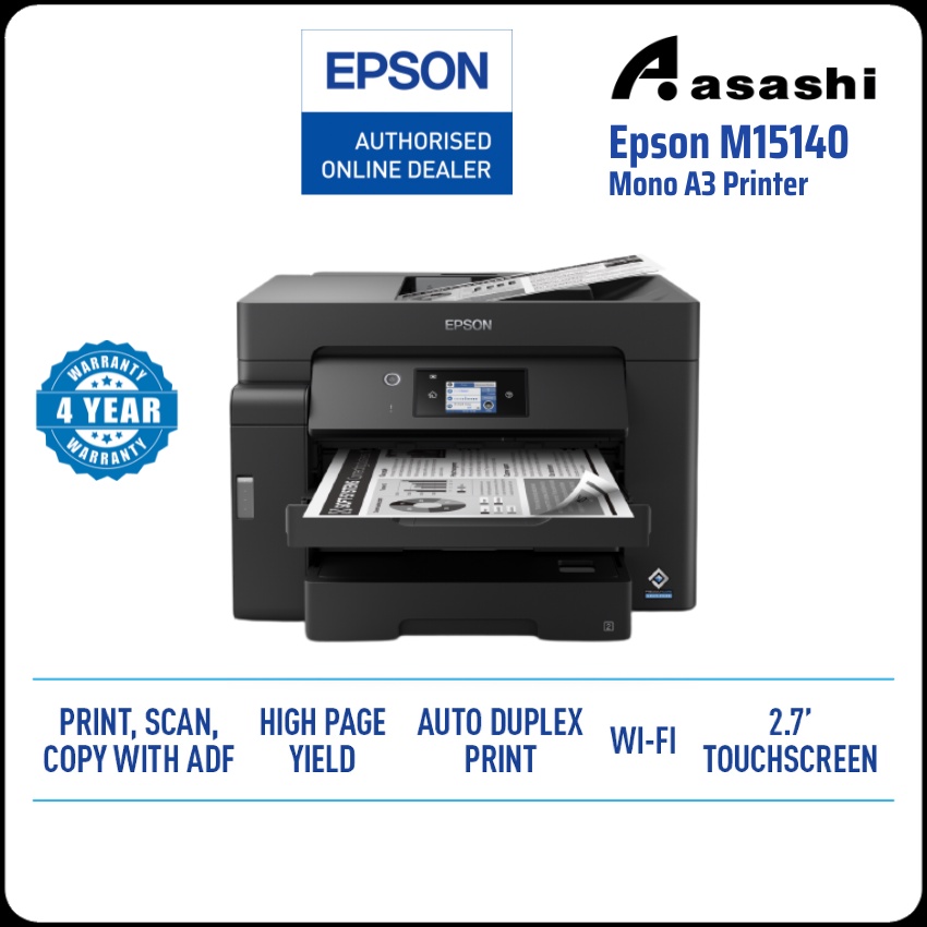 Epson M15140 Mono A3+, Pigment Black Ink, 25 ipm (Draft: 32ppm), Print ...