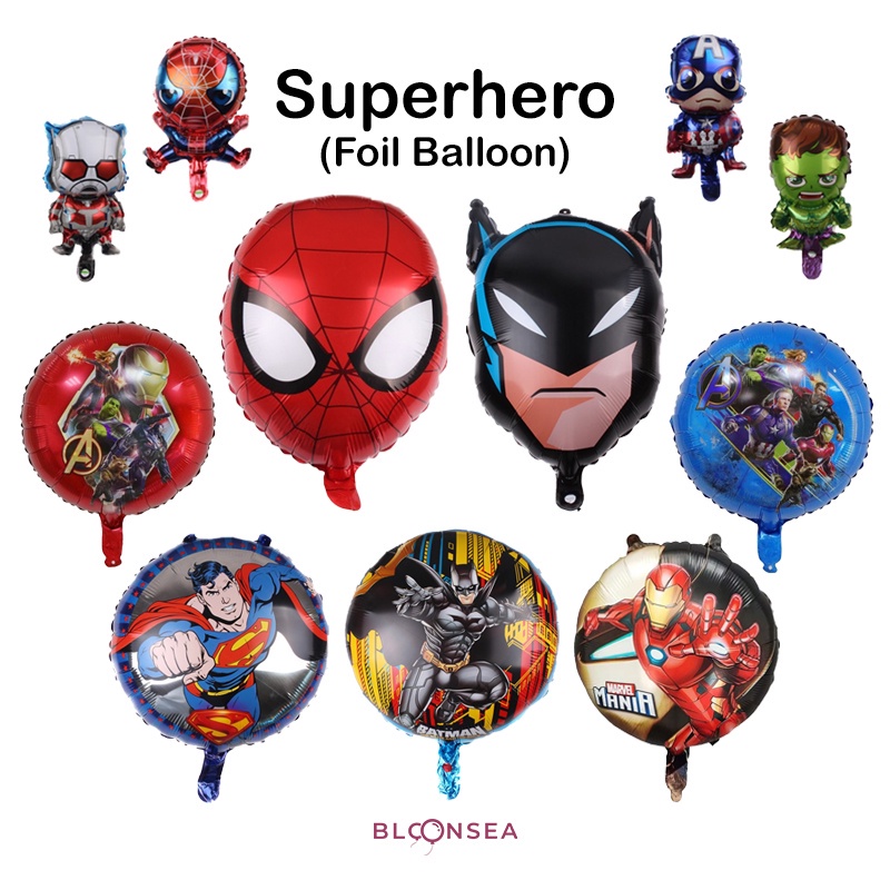 Superhero Theme Foil Balloon Avengers Marvel DC Ironman Spiderman ...
