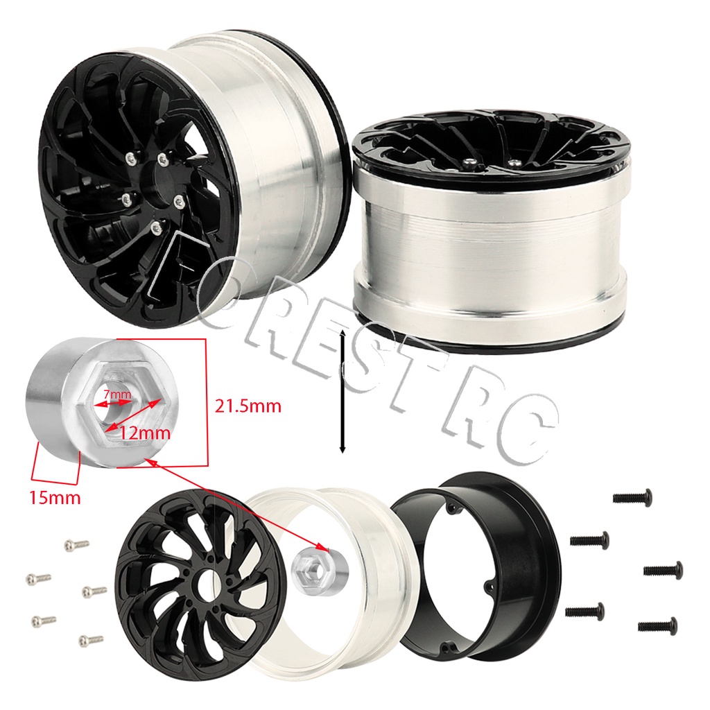 Metal Beadlock Left and Right 2.2inch Wheel Hub Rim For 1/10 Axial ...
