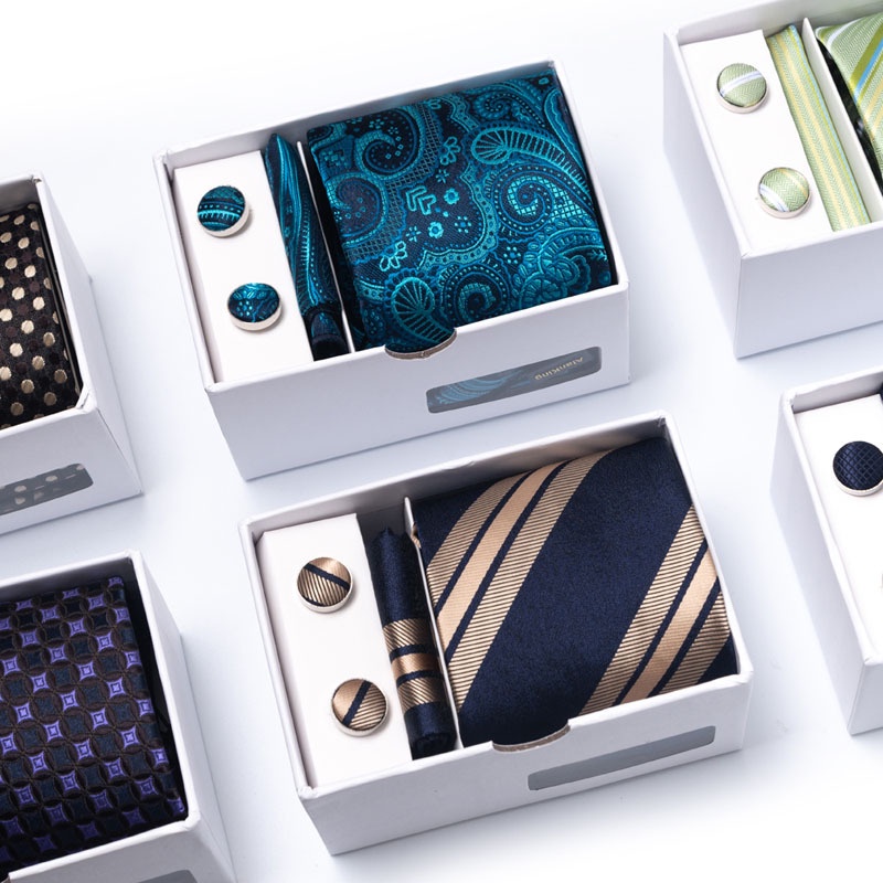 Men Tie Ready Stock Gift Box 5-Piece Set Group 8cm Tie Business Formal ...