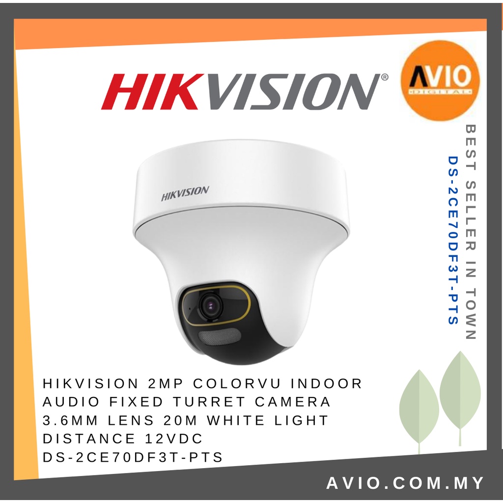 Hikvision 2MP 2 Megapixel 24Color ColorVu Indoor Analog CCTV Camera Mic ...