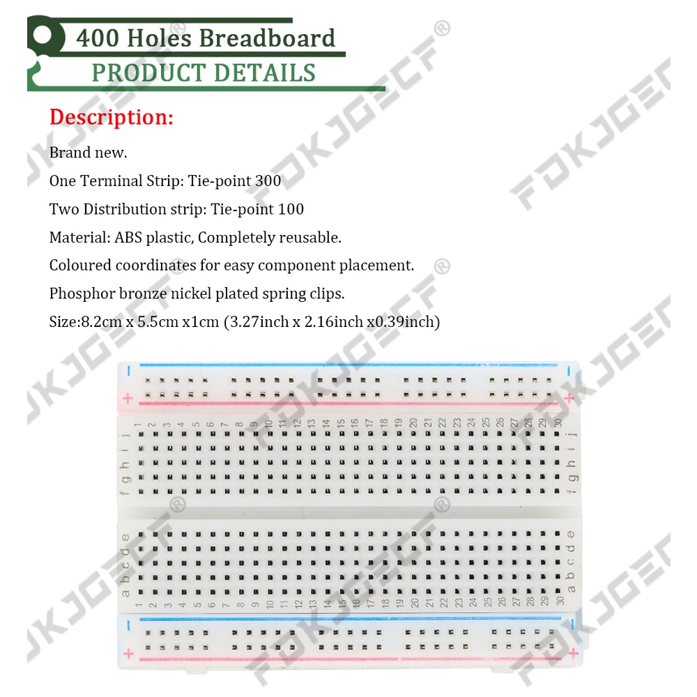 Mini bread board/breadboard 8.5cm x 5.5cm 400 holes Transparent/White ...