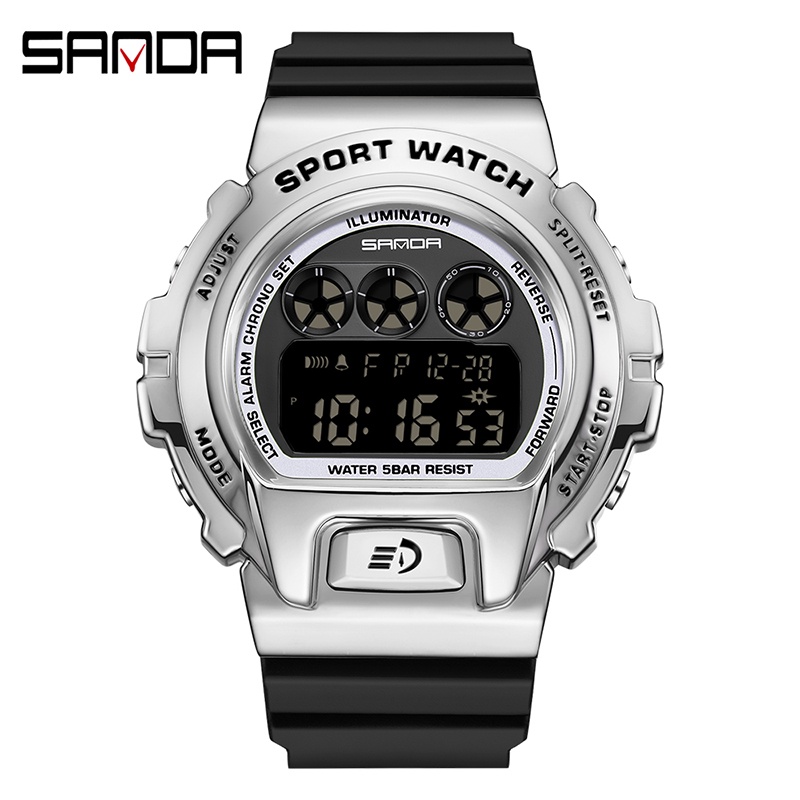 Sanda Men's Waterproof Hand Lamp Luxury Digital Multifunctional Alarm ...