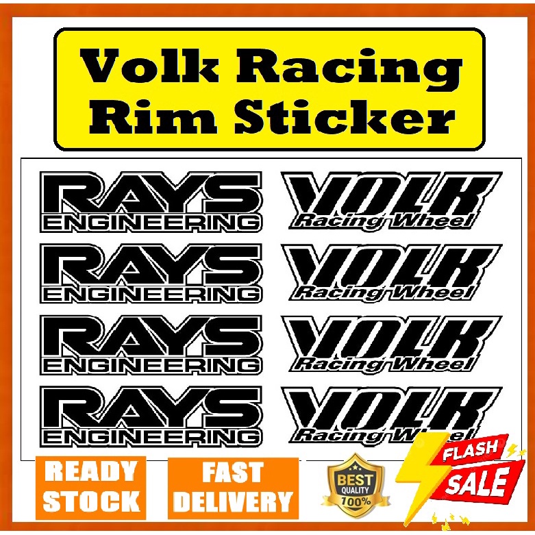 RAYS VOLK STICKER Rims Sticker 1set 8pcs Sticker Car Sticker | Shopee ...