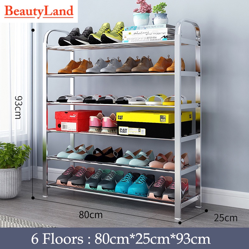 Ready Stock~ Stainless Steel 4/6 Floors Shoe Rack with Handle Anti-Rust ...