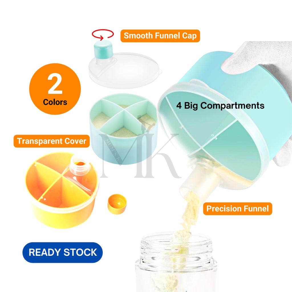 MUM'S K Rotatable Funnel Milk Powder Dispenser 4-Grid Container (~50g ...