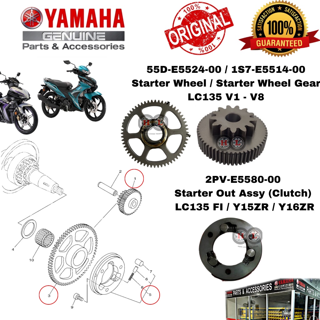 YAMAHA STARTER CLUTCH LC135 V1 - V8 ORIGINAL (55D-E5524-00/ 2PV-E5580-00) - STARTER CLUTCH LC ...
