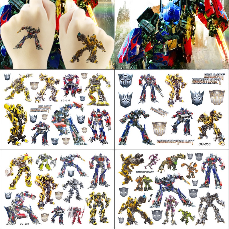 Transformers Tattoo Stickers Kids Waterproof Autobots Bumblebee Tattoos ...
