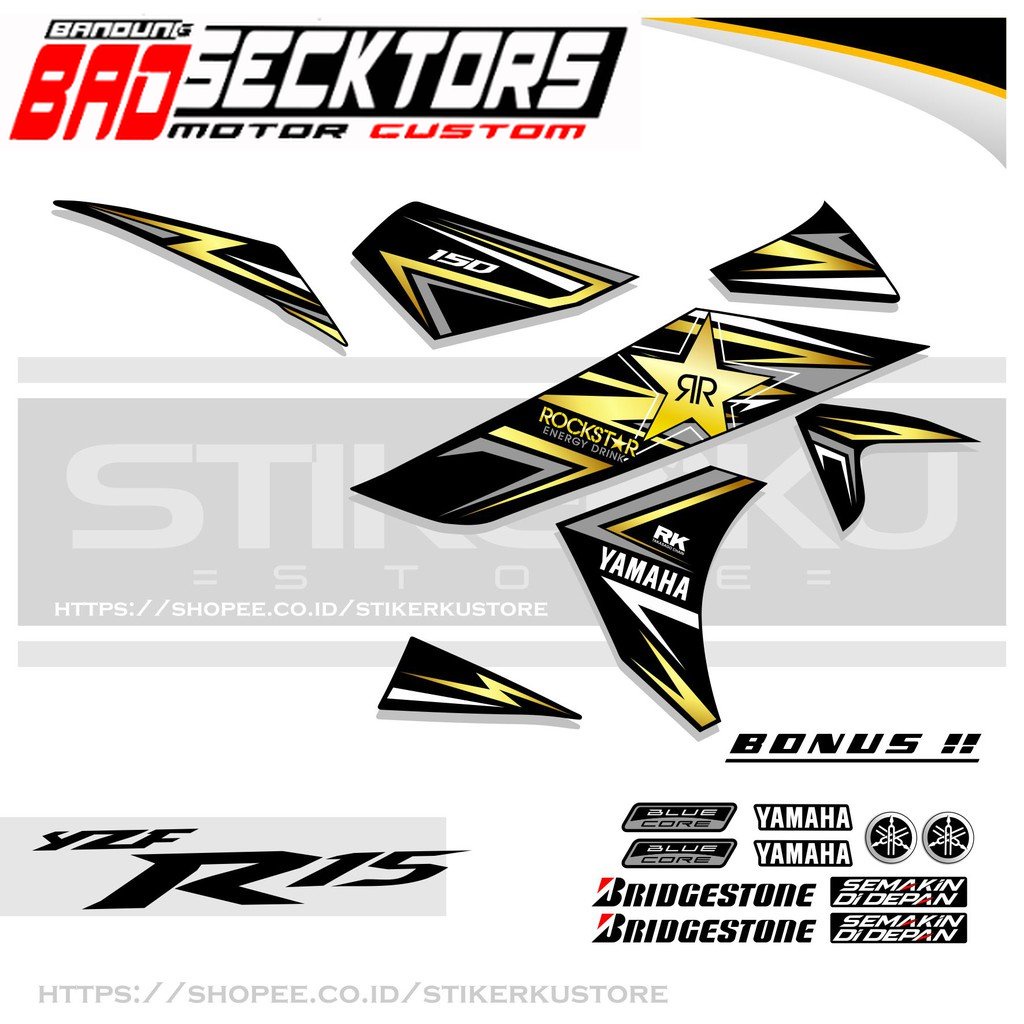 Striping YAMAHA R15 V2/STRIPING YZF R15 V2/ROCKSTAR Graphic/Sticker R15 ...