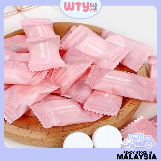 【50pc】Compressed Towel Disposable Towel Travel Face Towel Water Wet ...