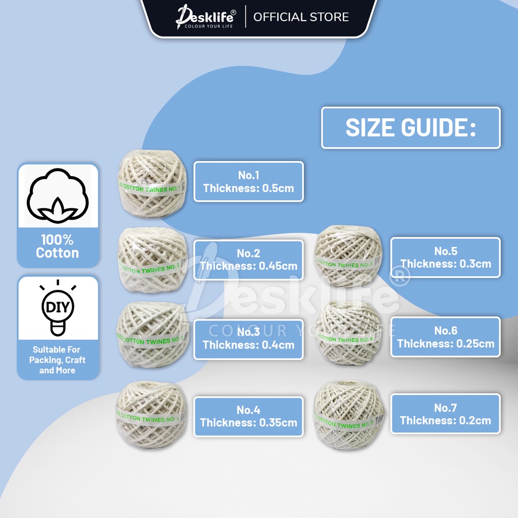 Desklife YOSOGO Cotton Twine Parcel String No.1 2 3 4 5 6 7 -(1s/PCS ...