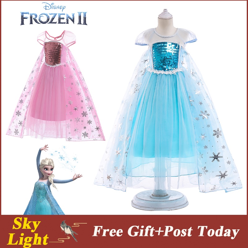 Frozen Elsa Dress For Kids Girl Disney Princess Pink Blue TUTU Dress ...