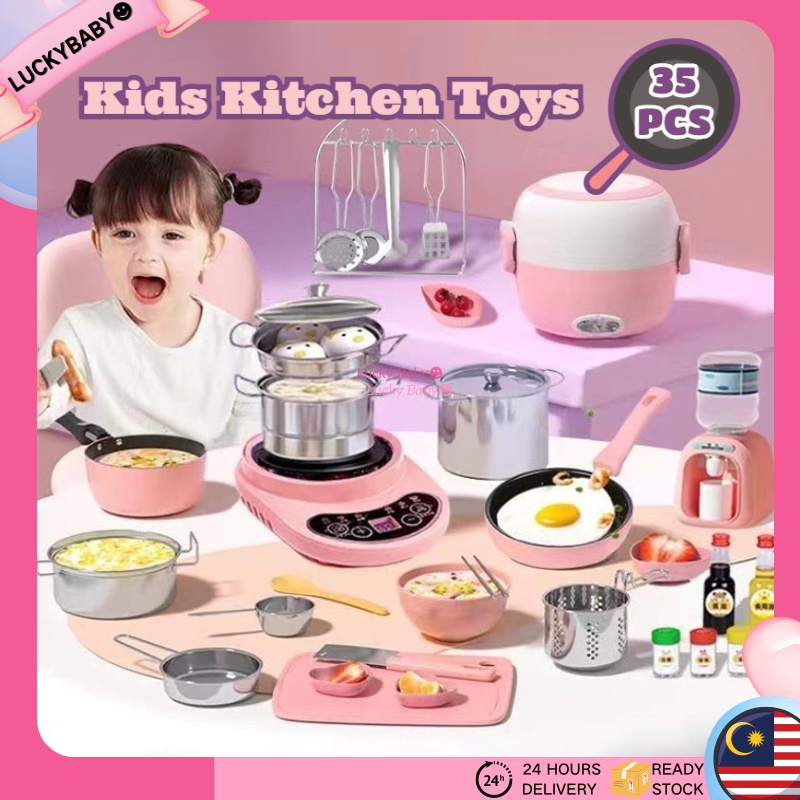 Real Cooking🍳 35pcs Kids Mini Kitchen Pretend Play Toys Children Cook ...