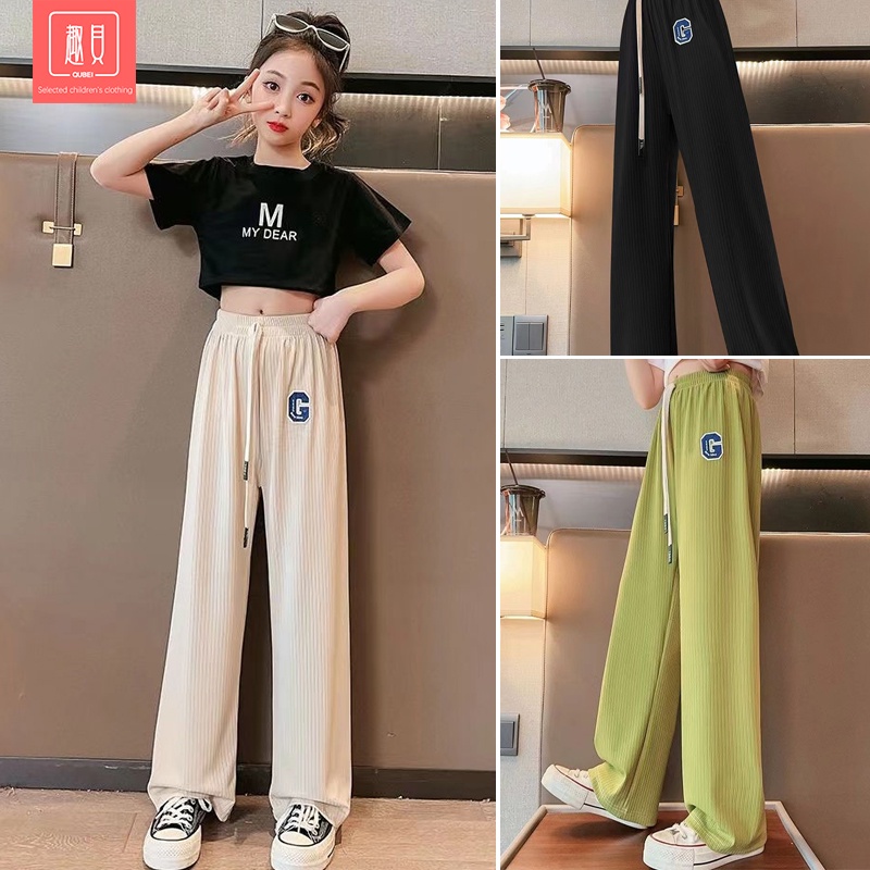 3-16 years Summer Girls Wide-Leg Pants kids pants girl Long Pants Girls ...