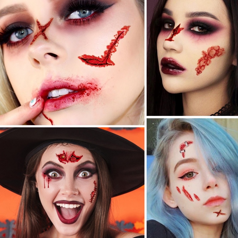 Halloween Tattoo Stickers Funny Party Horror Bloody Scar Tattoo ...