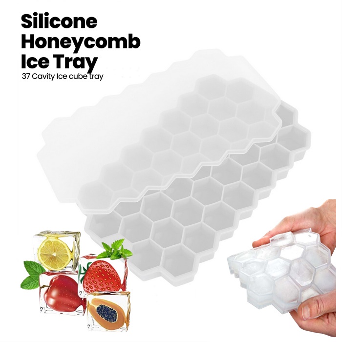 Bekas Pembuat Acuan Ais | Honeycomb Ice Cube Silicone Tray 37 Cubes ...