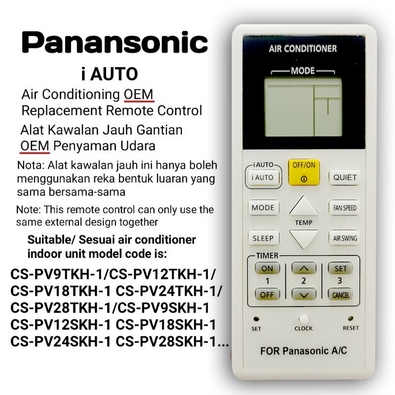 Panasonic Aircond Air Conditioner Replacement OEM Remote Control CS ...
