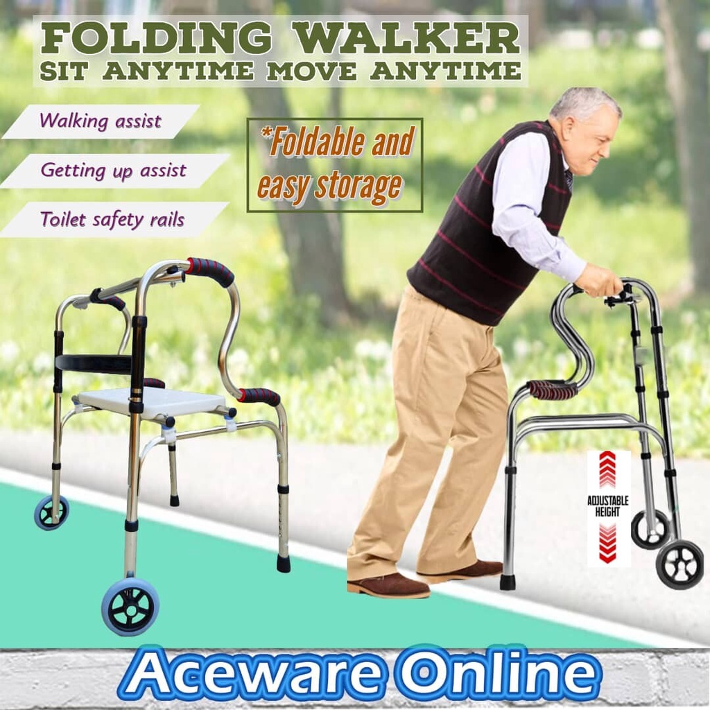 Walking Frame Curve Handle with Seat and Wheel Walking Aids for Elderly ...