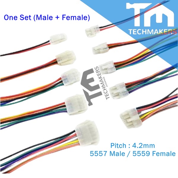 5557/5559 Male and Female Connector Cable 18 AWG 4.2mm 2/4/6/8/10/12/14 ...