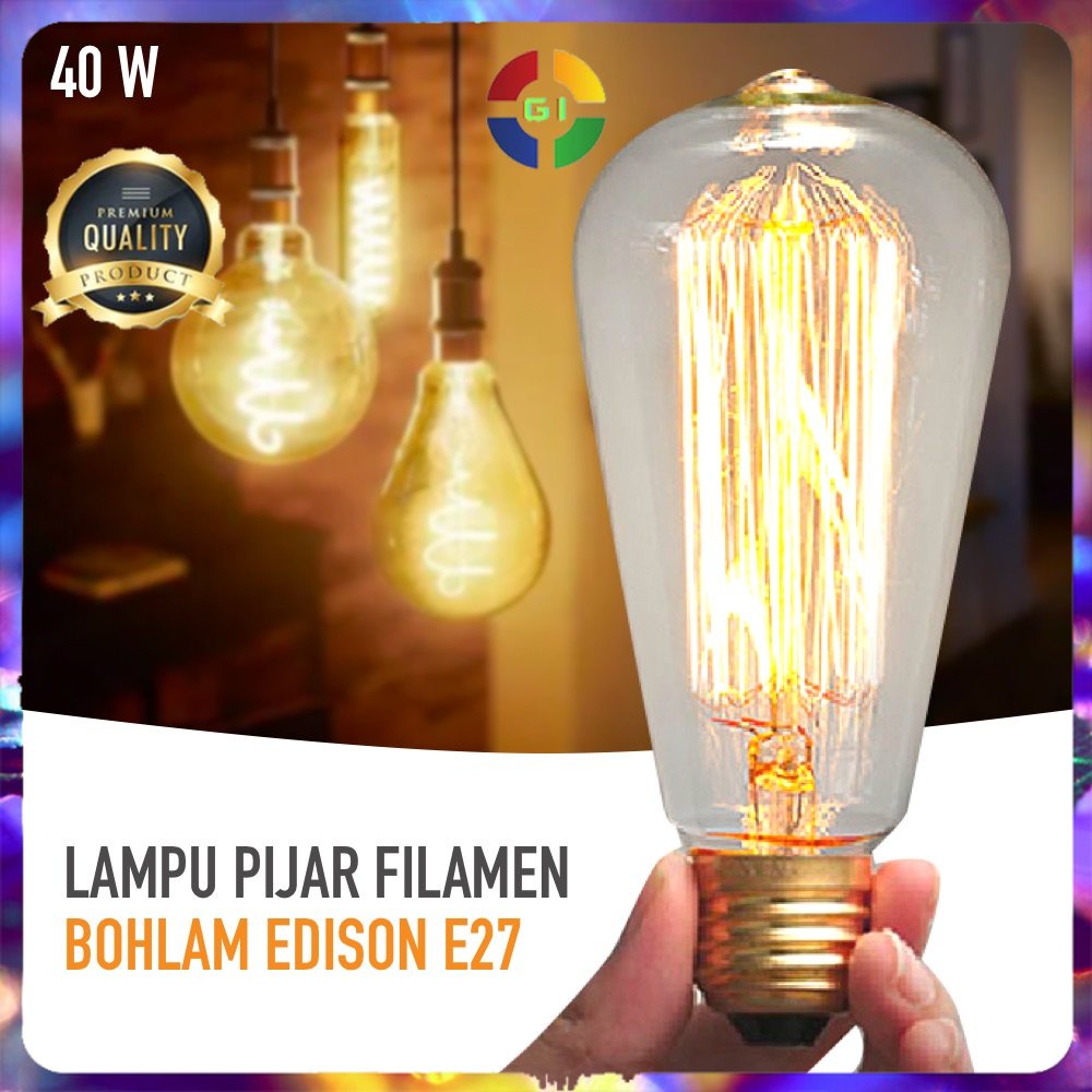 Vintage Filament Incandescent Lamp Edison Bulb E27 Warm White 40W Warm ...