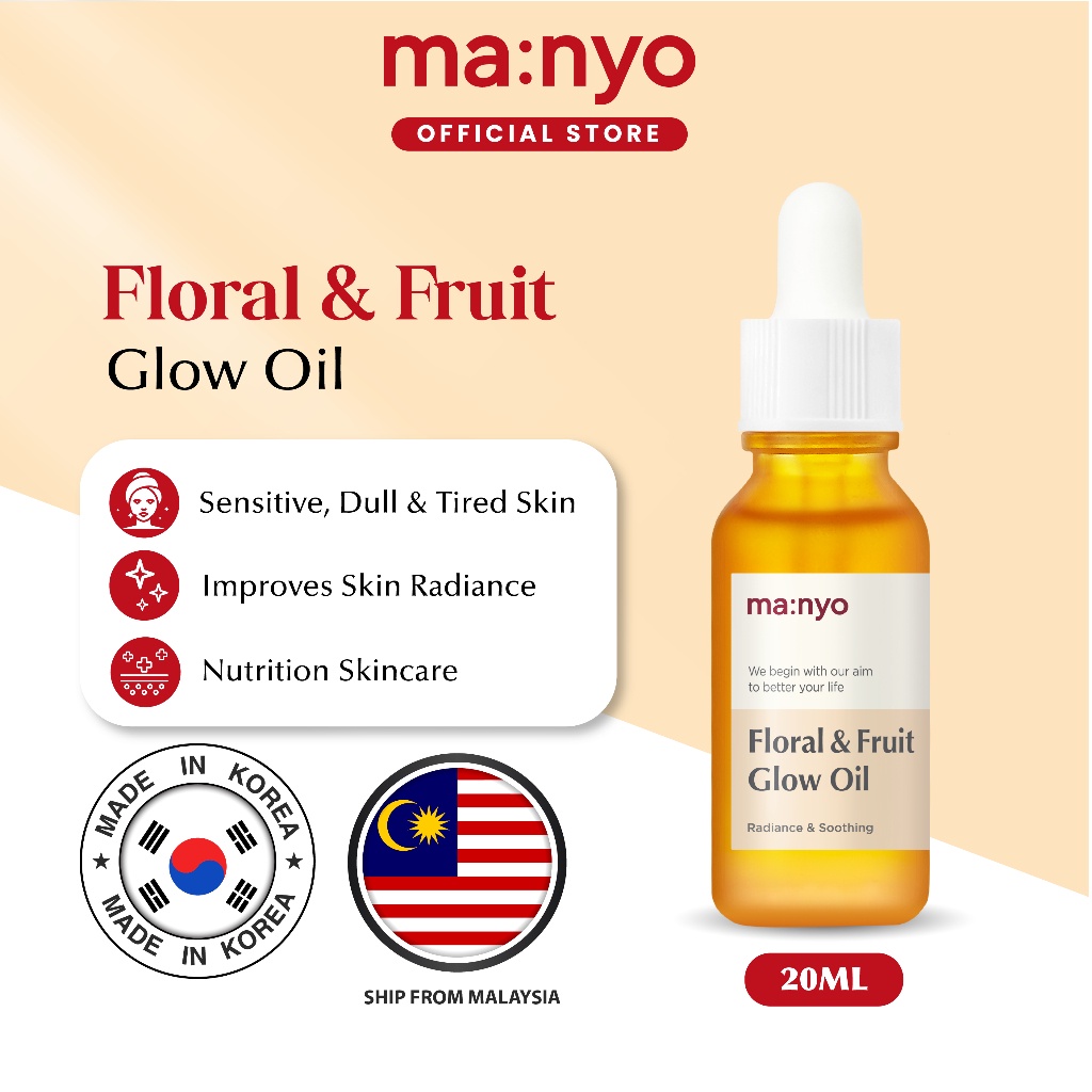 MANYO Floral & Fruit Glow Oil (20ml) Dry Skin Face Oil Kulit Kering Minyak Muka | Shopee Malaysia