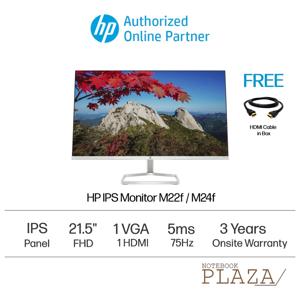 HP Monitor FHD M22F/ M24F/ Full HD/ IPS/ 5MS GTG/ 75Hz/ AMD FreeSync ...