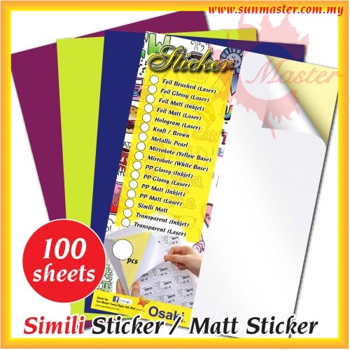 A4 Simili Sticker Colour Sticker | Matte Sticker Paper Label | Sticker ...