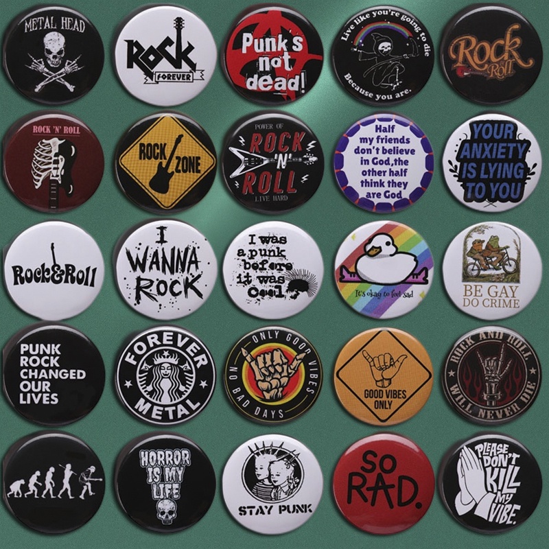 44mm Tinplate Backpack Badge Rock Band Logo Brooch Clothing Accessories ...