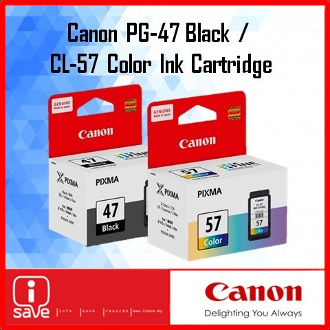CANON PG47 PG 47 Black Single / CL57s CL 57S Colour Single Ink ...