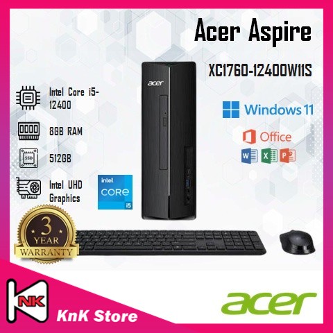 ACER ASPIRE XC1760-12400W11S Desktop PC ( Intel i5 12400,8GB,512GB SSD ...