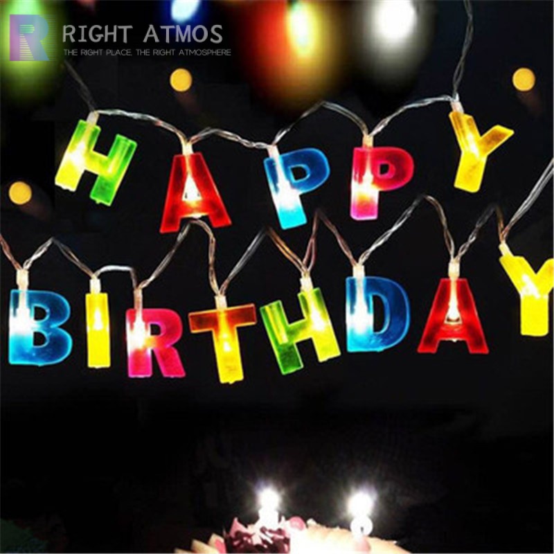 LED Light Happy Birthday Birthday Letter Lighting Chain Colored String ...