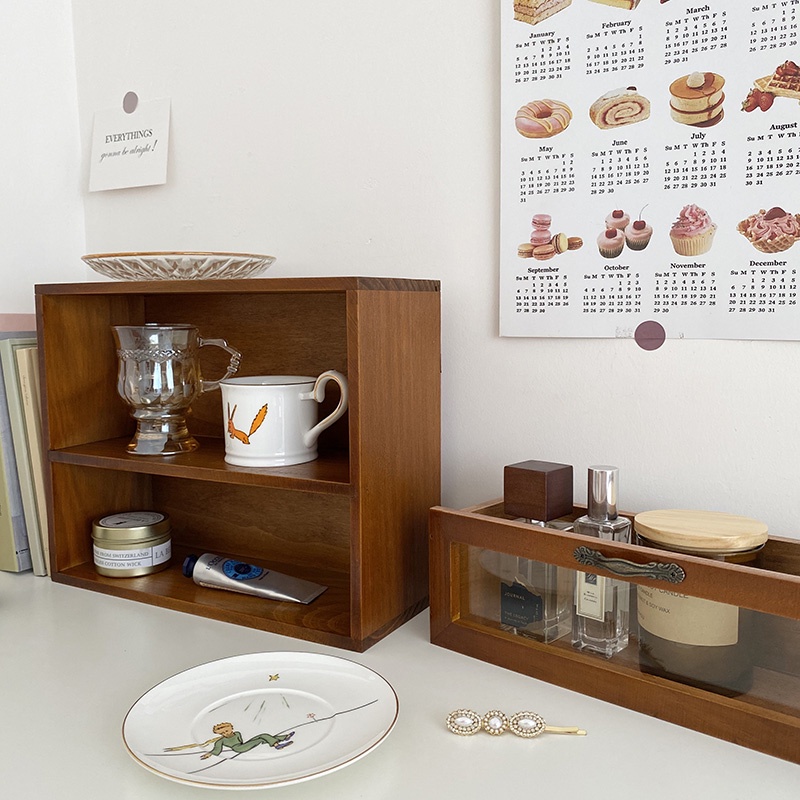 🔥【Ready Stock】🔥Wooden Cabinet Table Drawer Vintage Storage Rack Wood ...