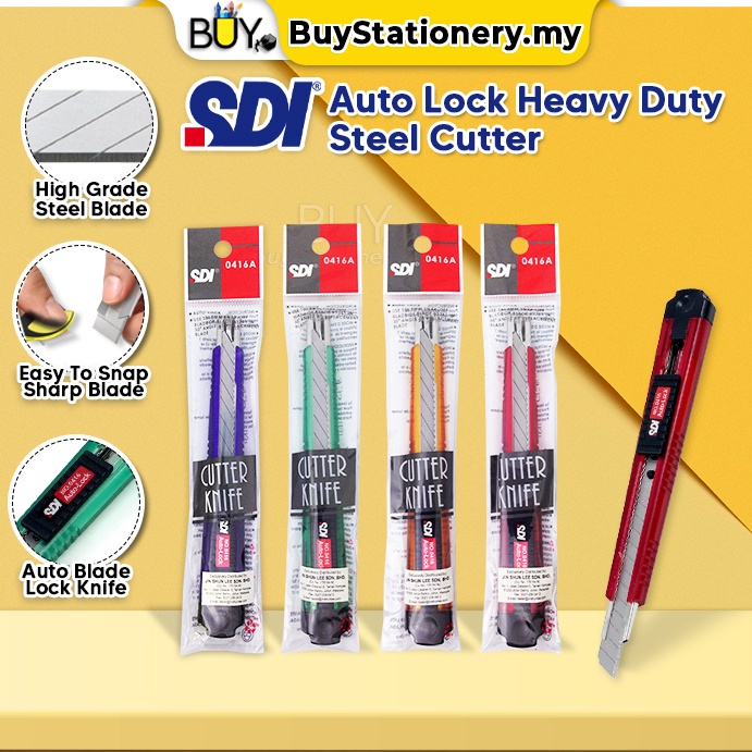 SDI Steel Paper Cutter Knife Heavy Duty Auto-Lock 0416A - (1s/PCS) Craft Knife Pisau Tolak Pen ...