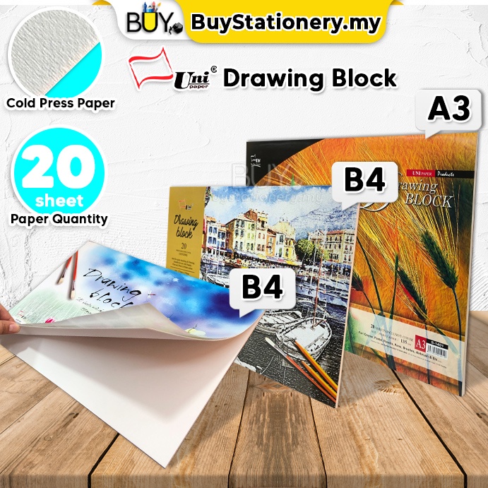 UNI B4 A3 Art Drawing Block Sketch Book Paper 135/165gsm -(1s/BK ...