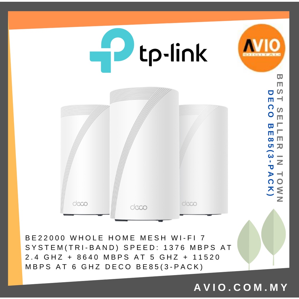 TP-LINK Tplink BE22000 Tri Band Whole Home Mesh Wi-Fi 7 System Speed ...