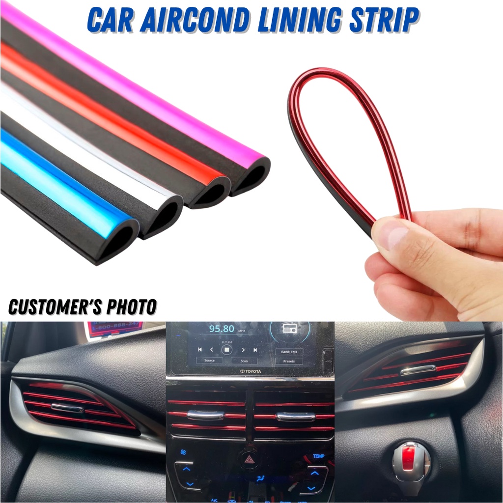 CAR AIRCOND LINING STRIP Outlet Dashboard Trim Decorative Chrome ...