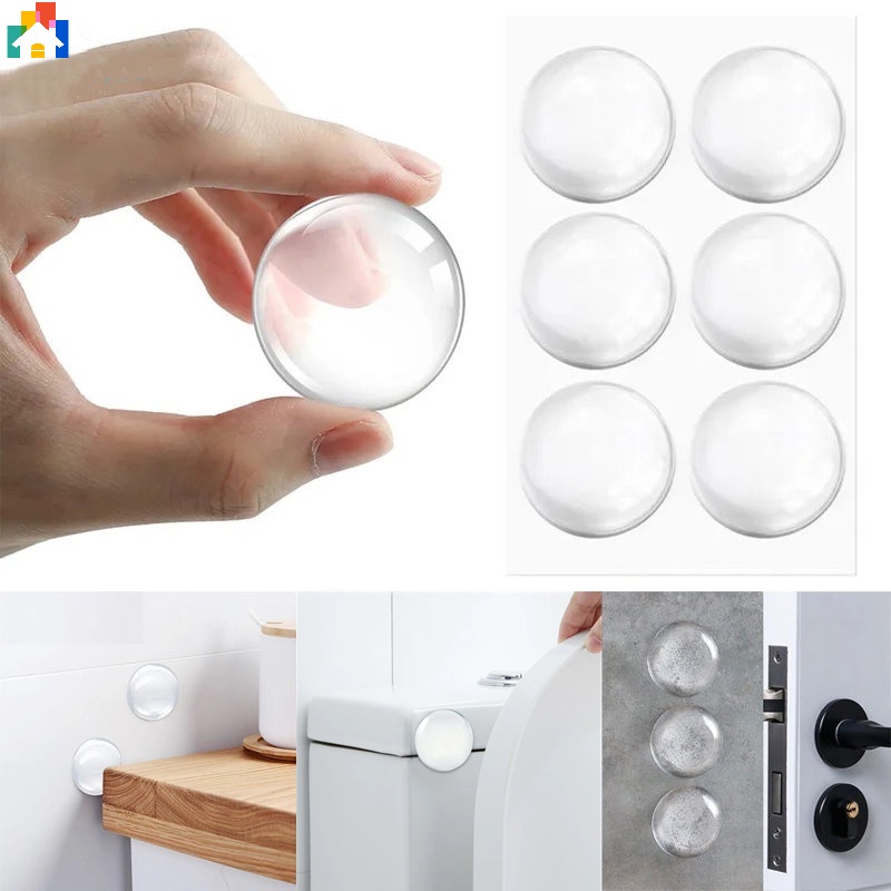 6Pcs Transparent Round Silicone Anti-slip Bumper Furniture Door Stopper ...