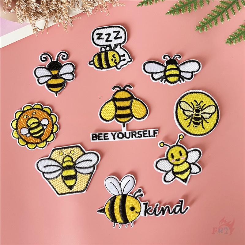 ♥ Cute Little Bees Iron-On Patch ♥ 1Pc Healing English Words DIY Sew on ...
