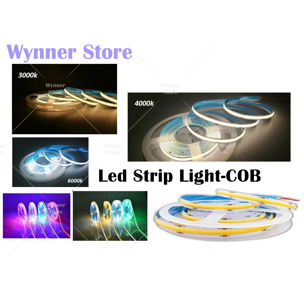 [8mm-320D] 24V COB Led Strip Light 5meter Led Strip Power Supply 60w ...