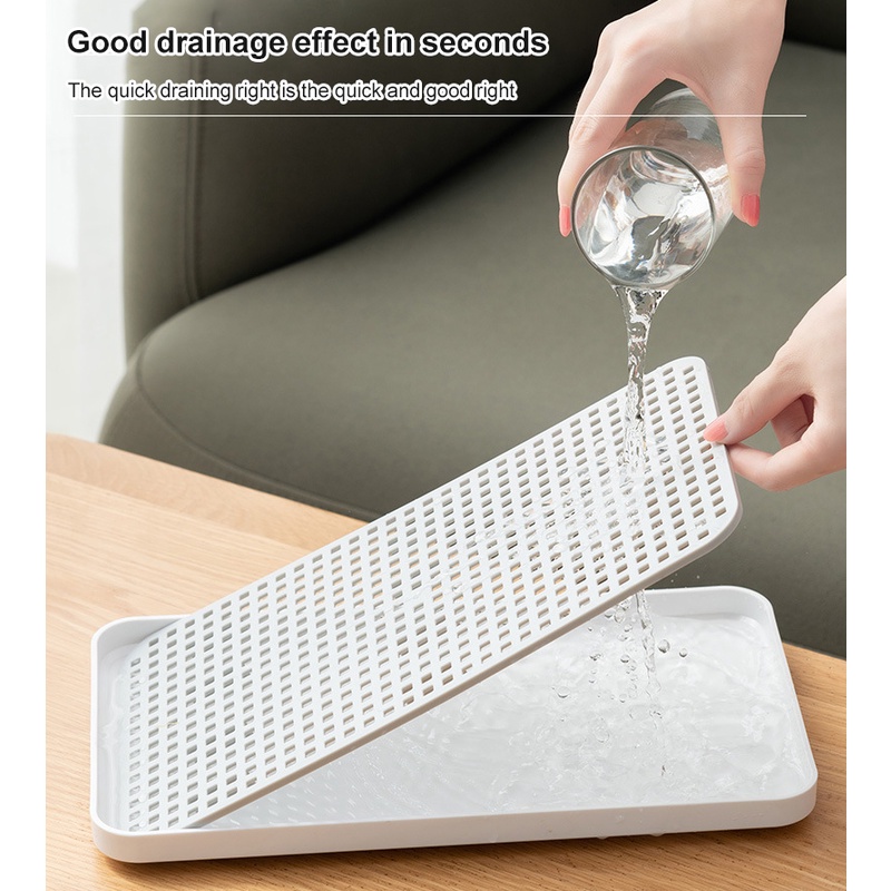 L size Double-layer Drain Plate Bowl Chopsticks Tableware Cup Drain ...