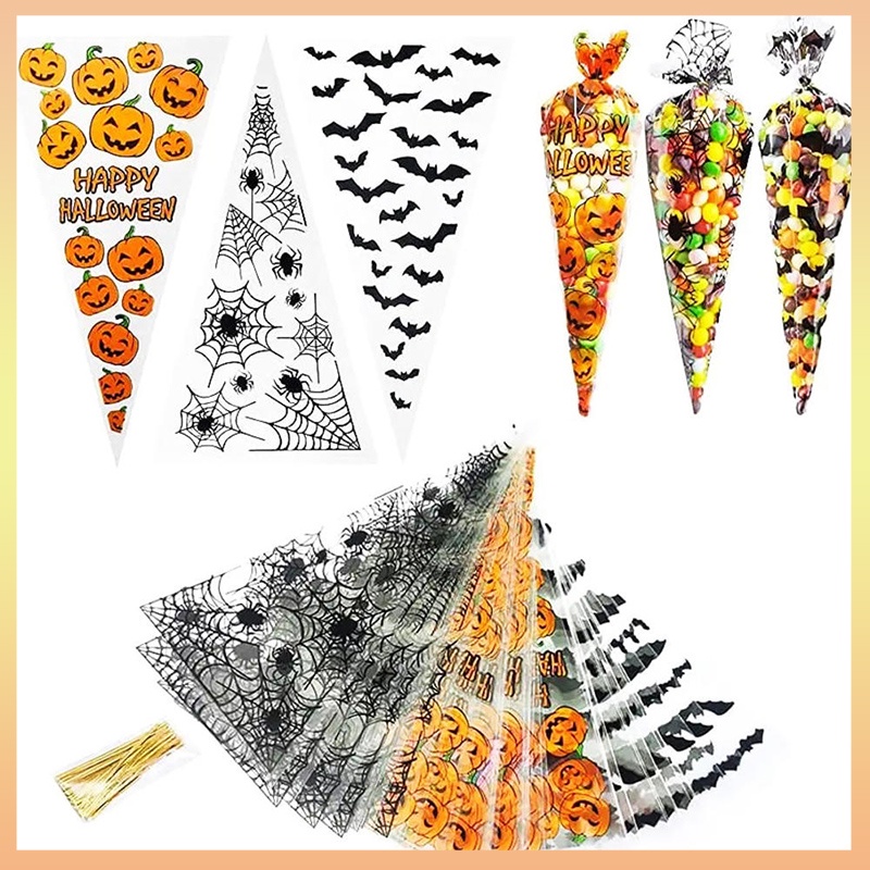 100PCS Transparent Triangular Bag Plastic Bag Egg Cone Candy Protein ...
