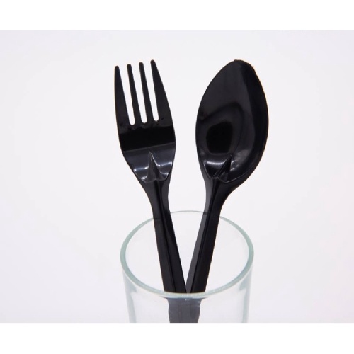 DISPOSABLE PLASTIC SPOON AND FORK BLACK COLOR (50PCS) | Shopee Malaysia