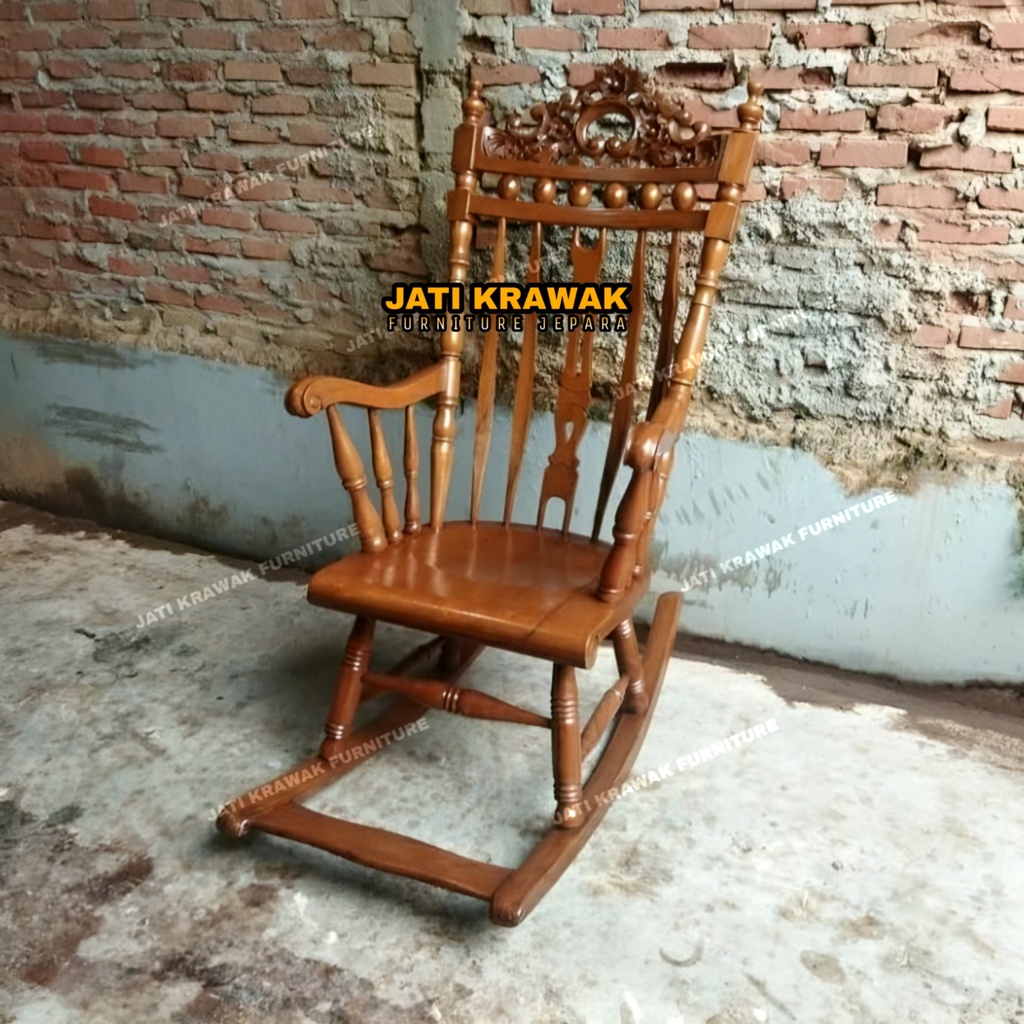 KAYU Classic antique jepara carved teak wood rocking chair | Shopee ...