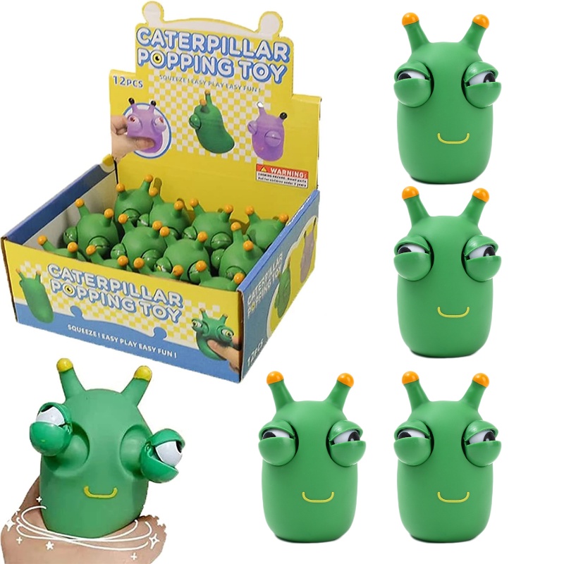 Funny Grass Worm Pinch Toy Novelty Eye Popping Worm Squeeze Toy Squeeze ...