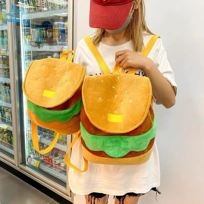 Hamburger shoulder bag cute cartoon small backpack large capacity ...