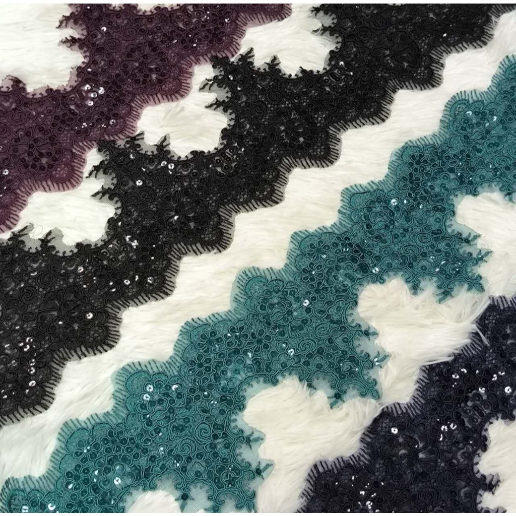 Border Lace with Sequins/ Renda Baju/ Lace Baju/ Sequins Lace/ Lace ...