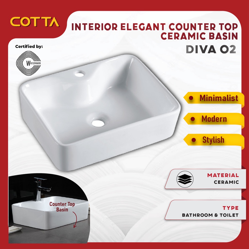 COTTA Diva 02 White Basin Wash Basin Ceramic Basin Sink Toilet Sink ...