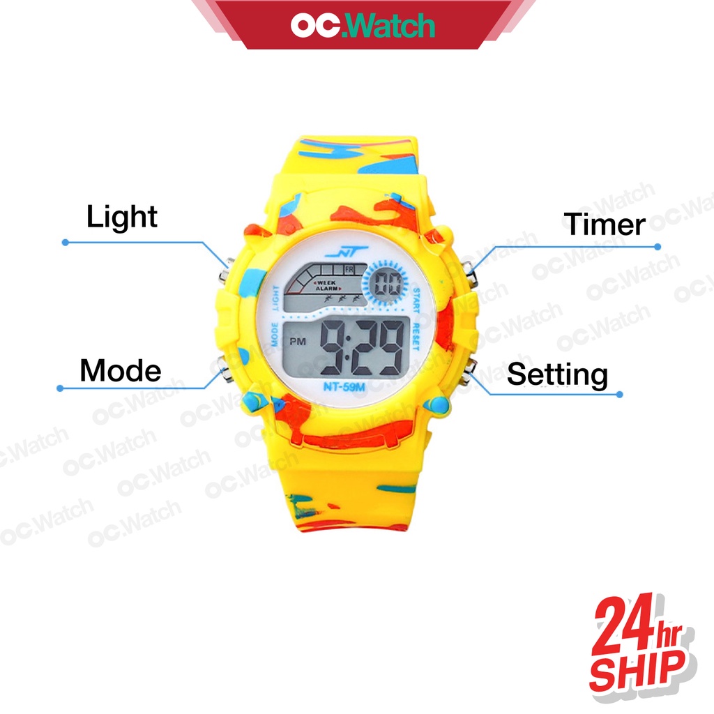 OCwatch Jam Tangan Kanak Budak Lelaki Perempuan Sports LED Digital Kids Watch Boy Girl Student ...