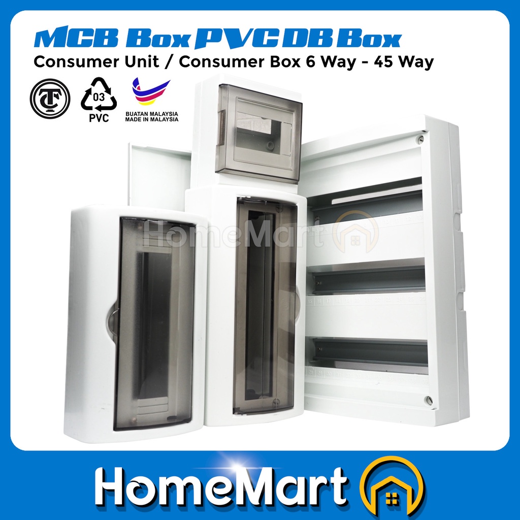 TC Surface PVC MCB DB BOX 6 Way - 45 Way Consumer Unit / Consumer Box | Shopee Malaysia